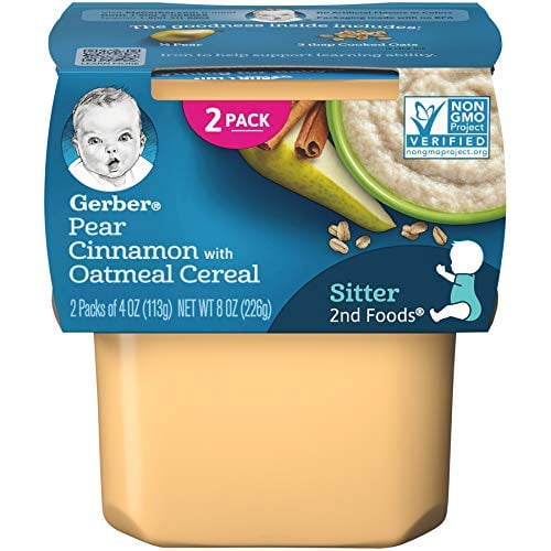 Gerber Baby Food 2nd Foods, Mixed Cereal, Pears & Cinnamon with Oatmeal ...
