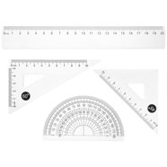 Math Geometry Tool Set - 8 Pieces - Rulers, Protractor, Compass and ...