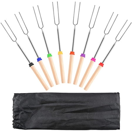 8pcs Marshmallow Roasting Sticks, 32Inch Telescopic Barbecue Forks Retractable Stainless Steel ...