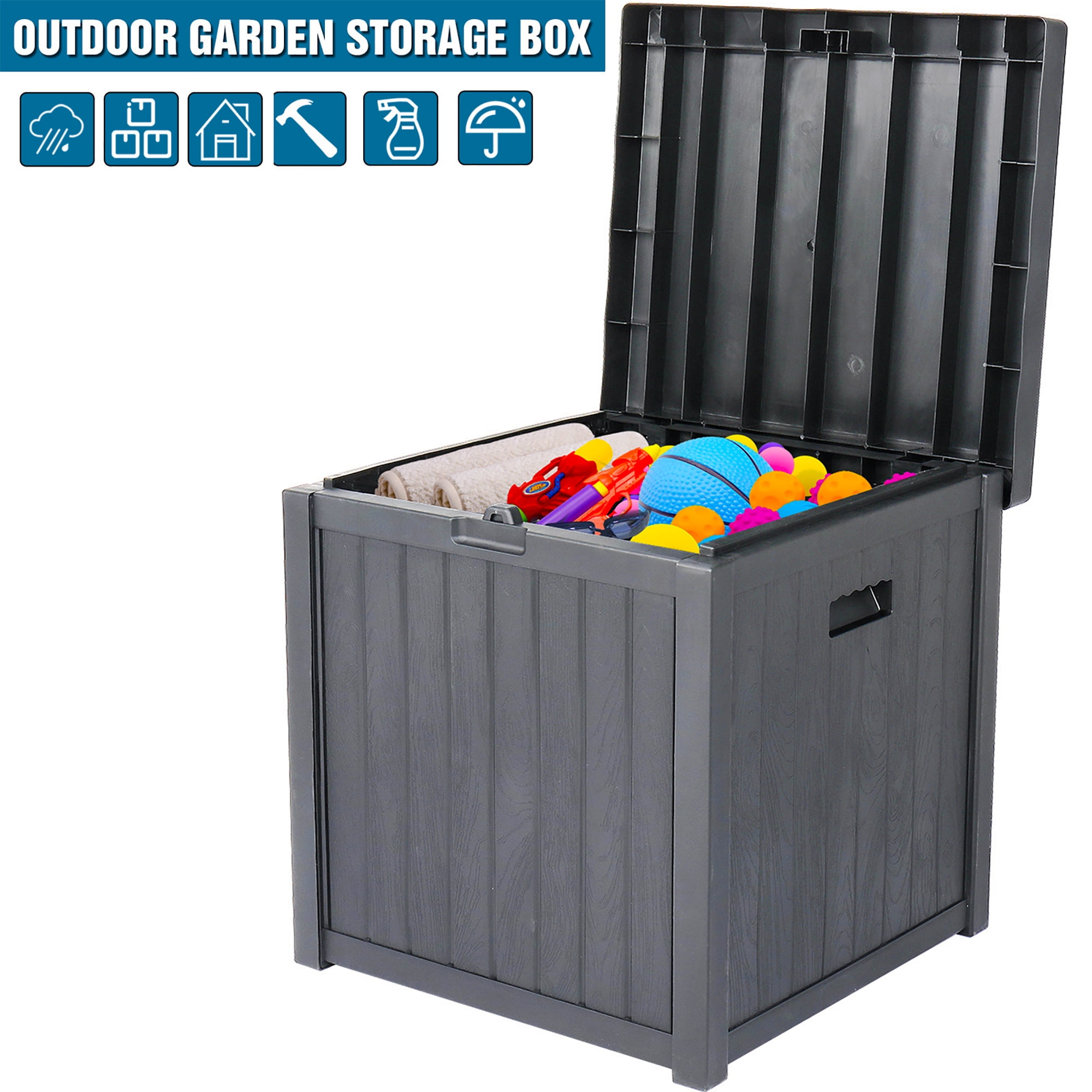 51 Gallon Patio Box, Medium Outdoor Deck Box Waterproof, Storage Box ...