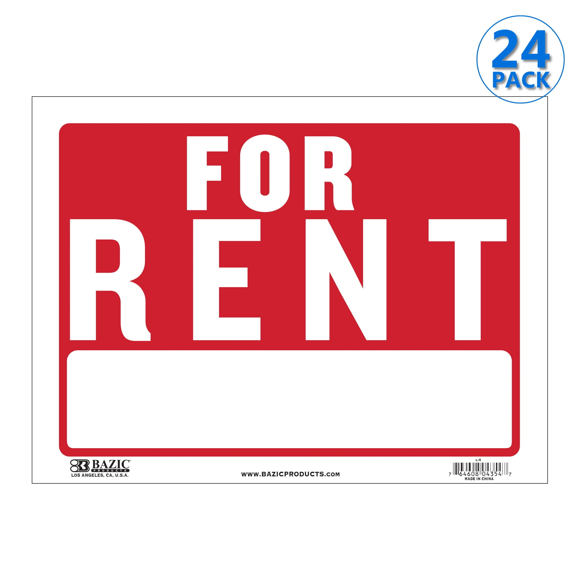 BAZIC For Rent Sign 12"x16", Waterproof Indoor Signage, 24-Pack ...