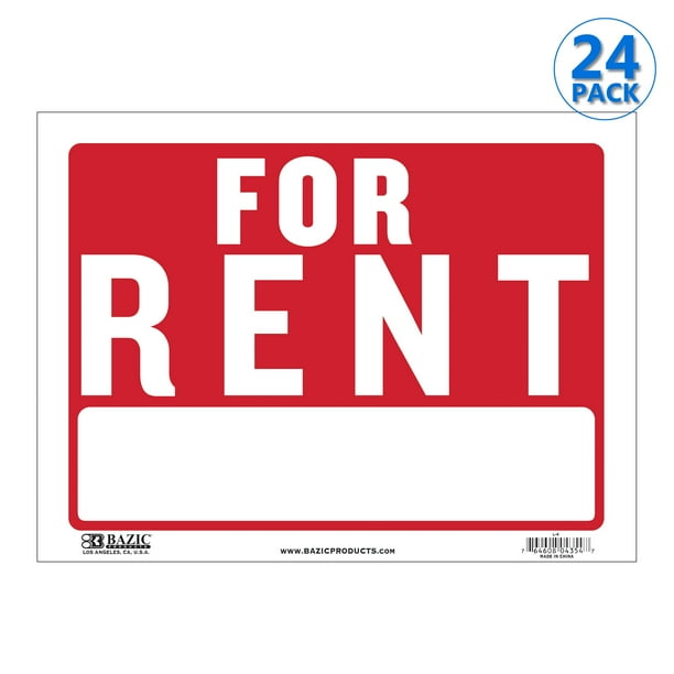 BAZIC For Rent Sign 12"x16", Waterproof Indoor Signage, 24-Pack ...
