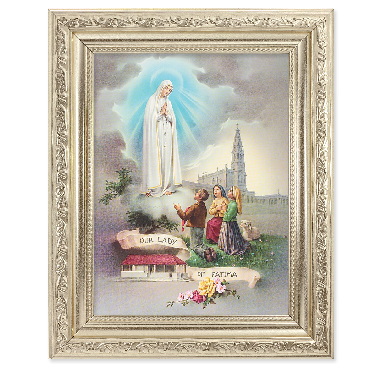 Our Lady of Fatima Picture Framed Wall Art Decor Medium, Antique Silver ...
