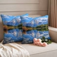 Snow Capped Mountain Waterproof Throw Pillow Covers Set of 2 Lake ...
