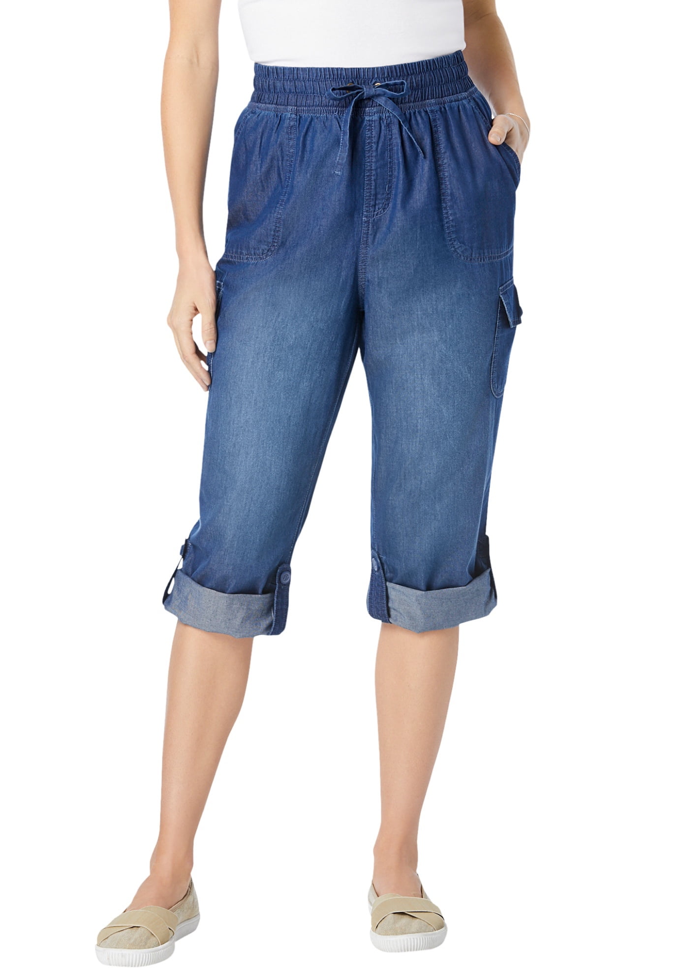 Woman Within - Woman Within Women's Plus Size Convertible Length Cargo ...