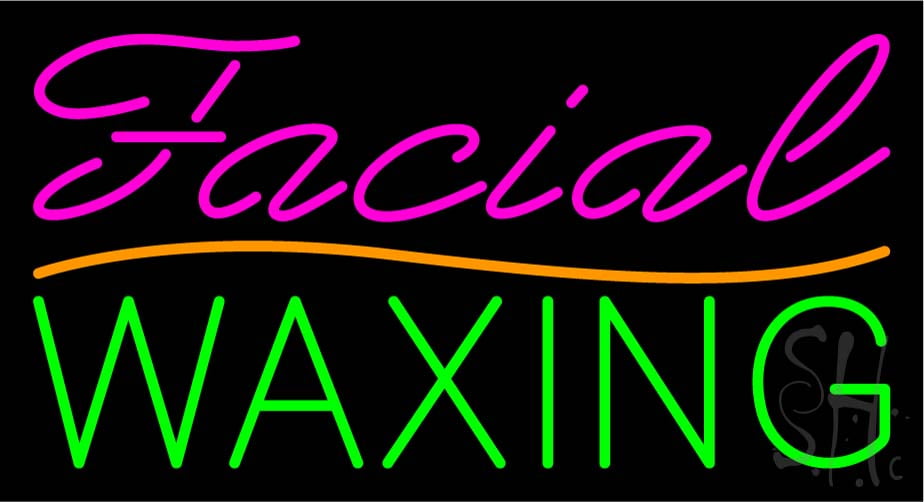 Cursive Facial Waxing Blue Border LED Neon Sign 20 x 37 - inches, Black ...