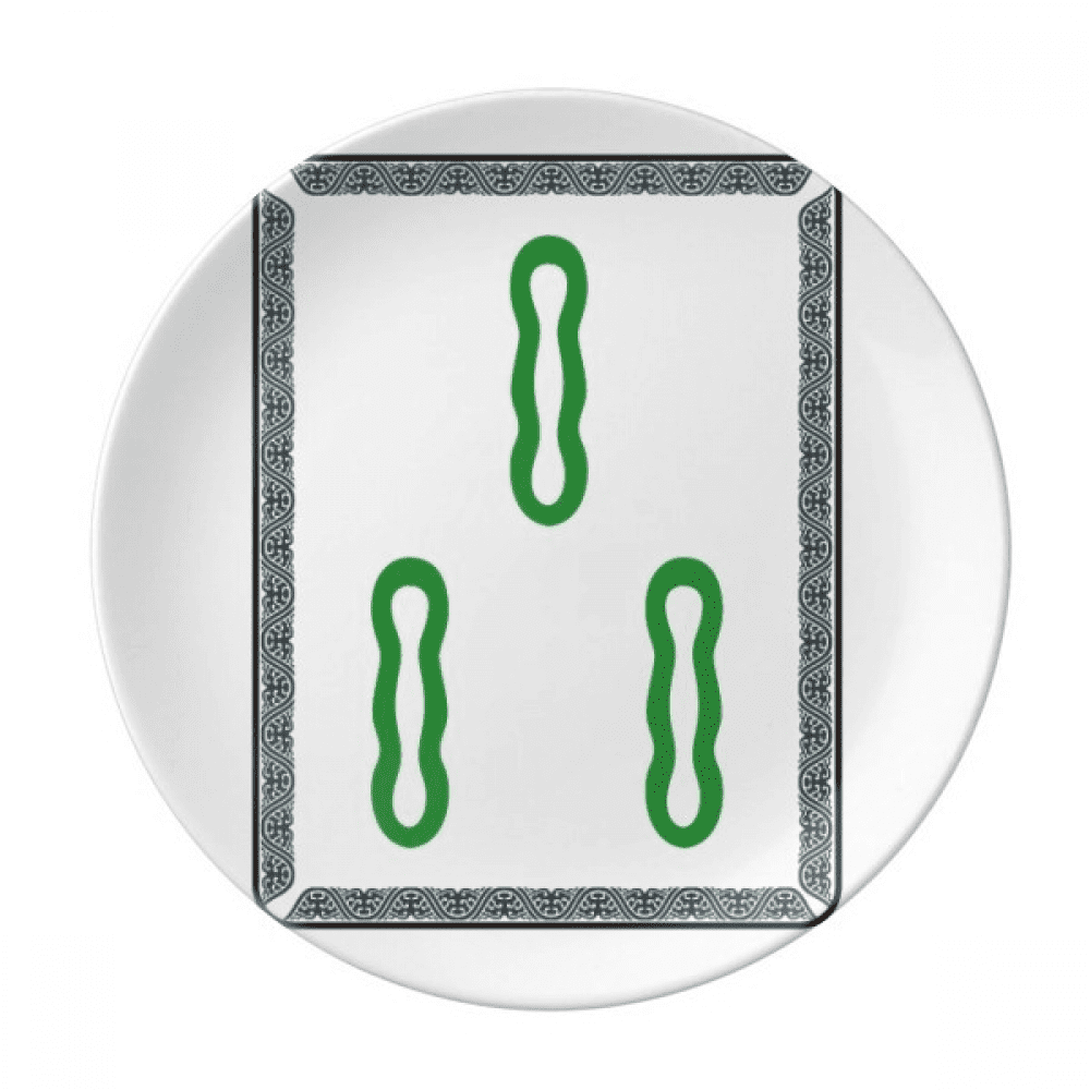Mahjong Bar 3 Tiles Pattern Plate Decorative Porcelain Salver Tableware ...