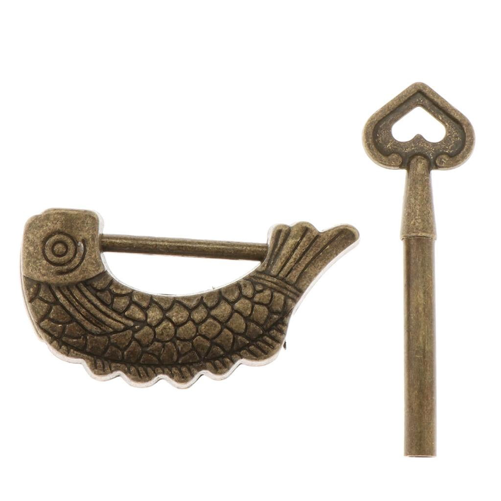 Copper Handmade Ancient Bronze Padlocks key of lock Set for Jewelry Box ...