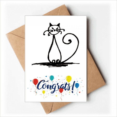 Curly Tail Cat Sle Sit Line Wedding Cards Congratulations Greeting ...