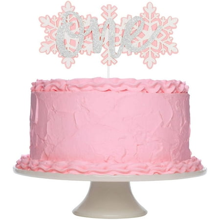 KSCD flake One Birthday Cake Topper KSCD Silver& Pink Glittery Winter ...