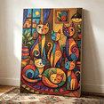 Cat Canvas Wall Art, Colorful Cartoon Animal Painting for Living Room ...