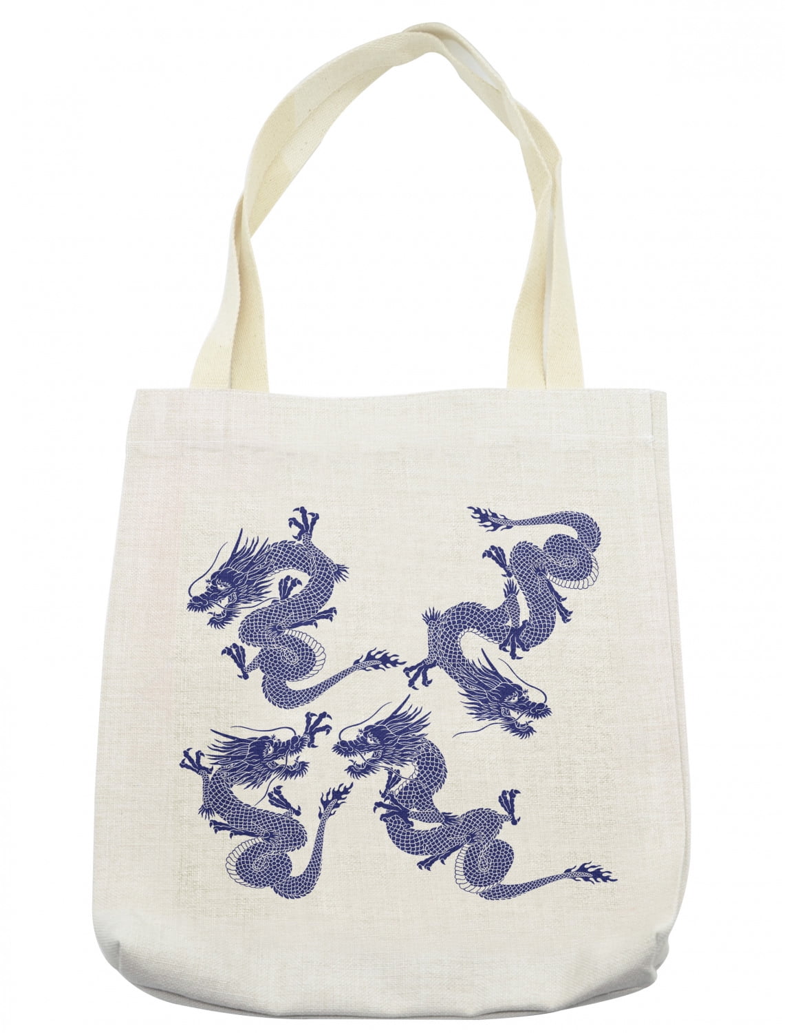 Dragon Tote Bag, Indigenous Japanese Dragons White Background Vitality ...
