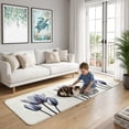 Abstract Ombre Washable Runner Rug 3X7 ft Blue Tulip Ray White Non-Slip ...