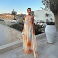 2026 New Women's Sunset Watercolor Print Halter Loose Flowy Maxi Dress ...