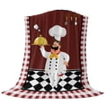 Chef Gourmet Fleece Throw Blanket Red Plaid Kitchen Vintage Farmhouse ...