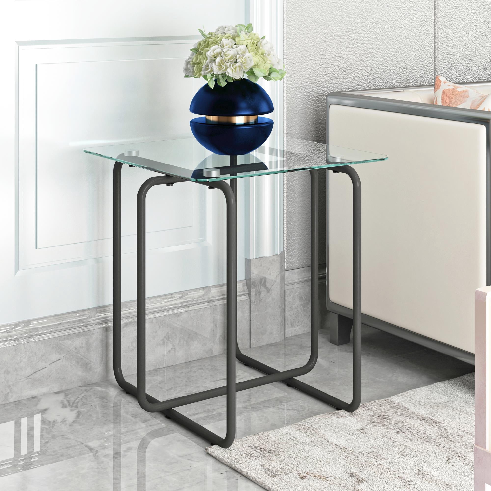 Ufurpie Modern Square Tempered Glass Coffee Table,End Table,Side Table ...