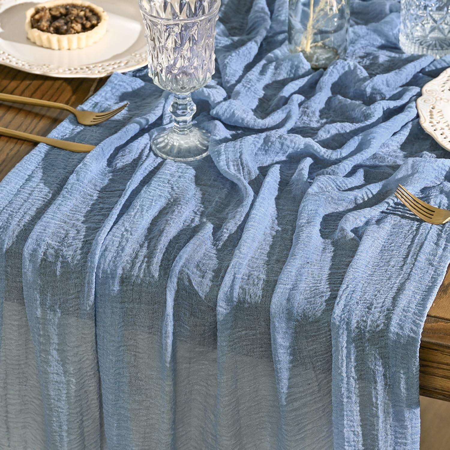 Click here for Artoid Mode Boho Cheesecloth Gauze Smoky Blue Wedd... prices
