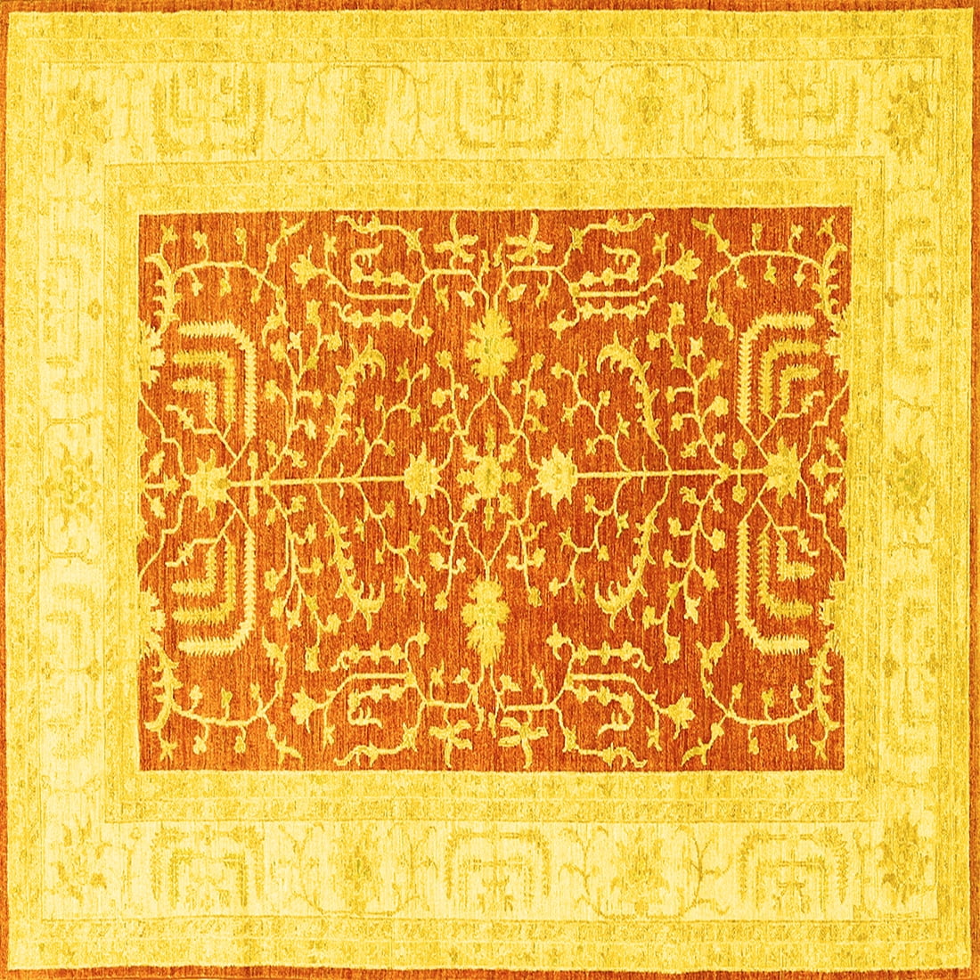 Ahgly Company Indoor Square Oriental Yellow Traditional Area Rugs, 5 ...