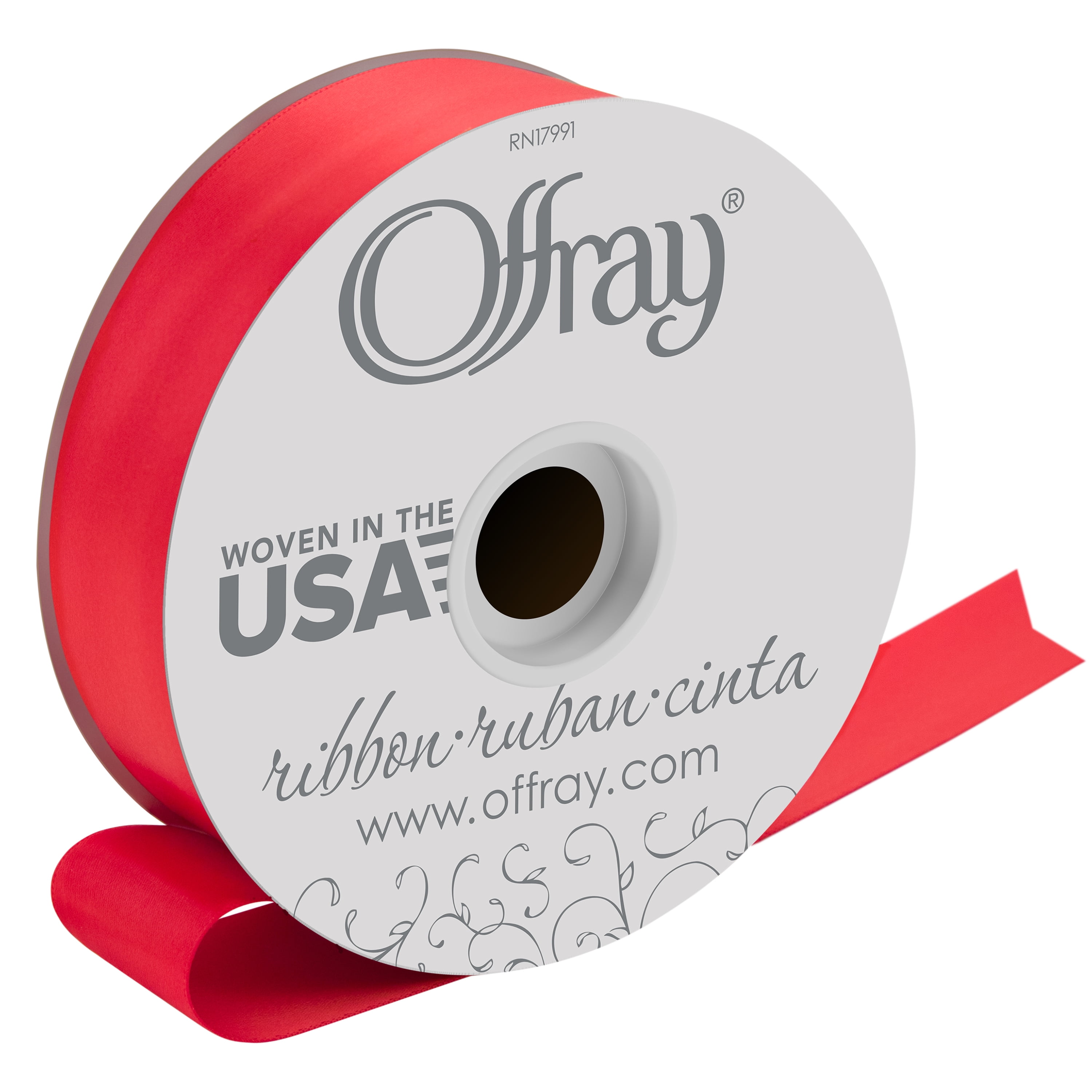 Offray Ribbon, Red 1 1/2 Inch Double Face Satin Ribbon for Crafting ...
