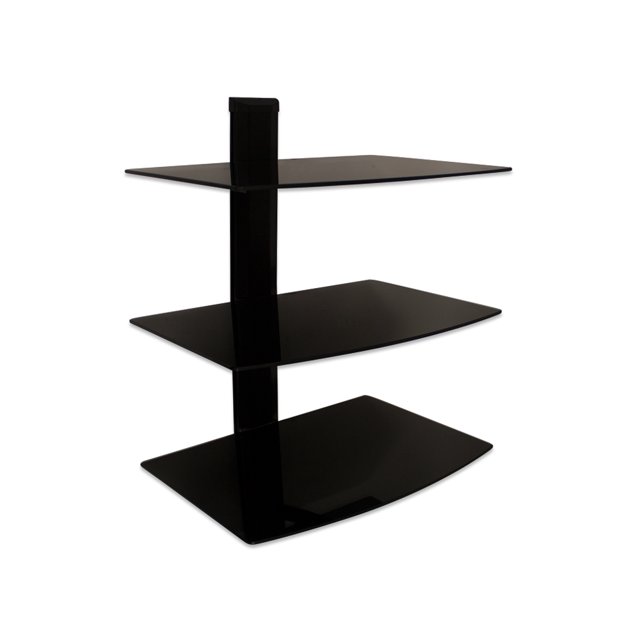 NavePoint Wall Mount Bracket Triple Large Glass Floating Shelf For DVD ...