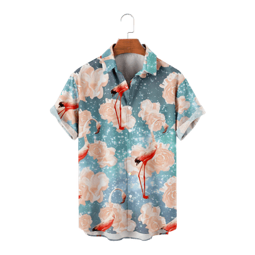SSLR Big Boys Flamingos Hawaiian Shirt Button Down Shirt Short Sleeve Luau Shirt for Kids ...