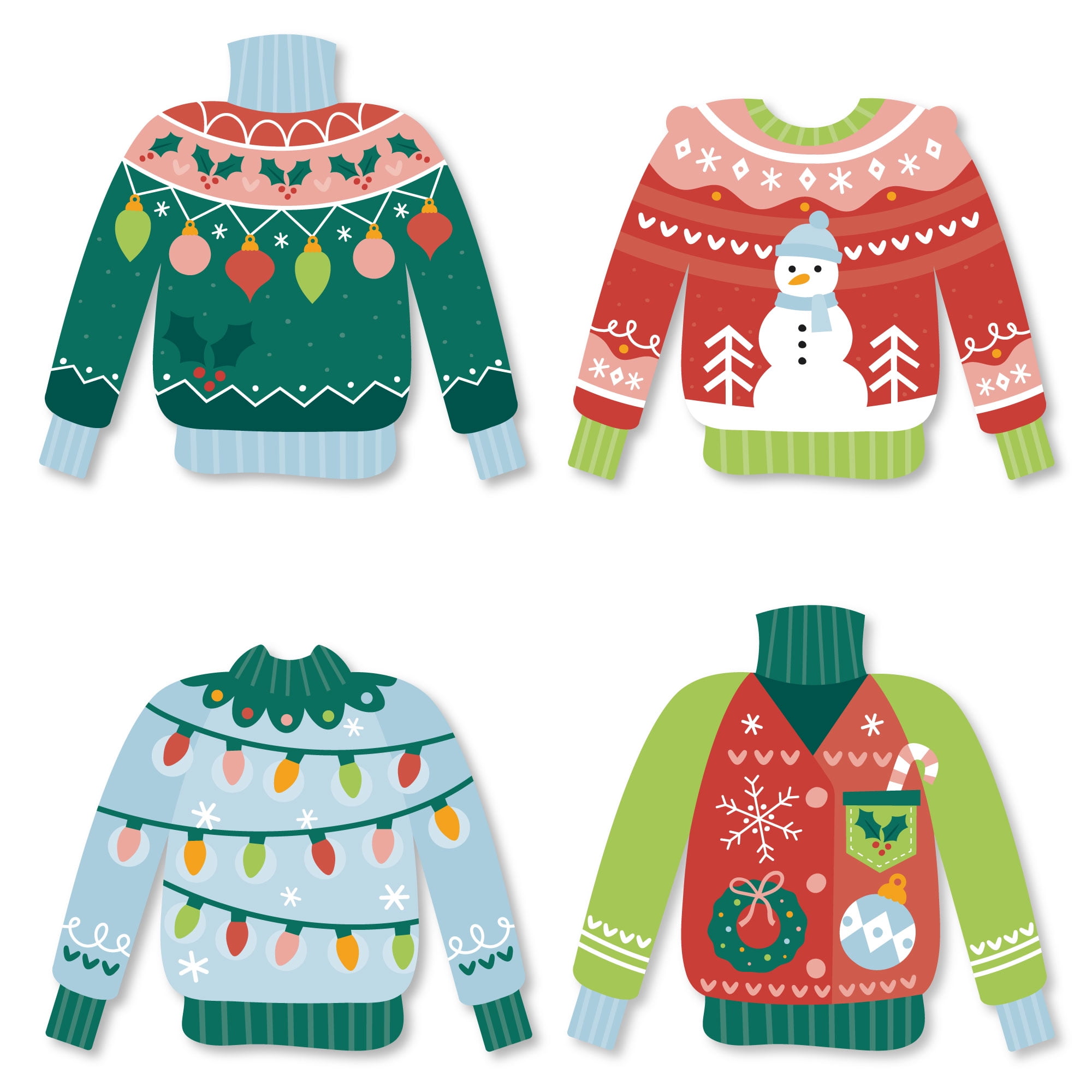 Big Dot of Happiness Colorful Christmas Sweaters - DIY Shaped Ugly ...
