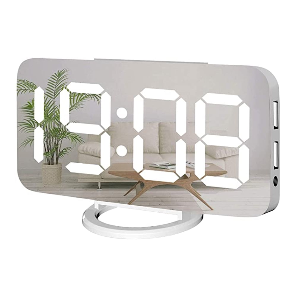 Thin Mirror Surface Alarm Clock Digital Automatic dimming LED Light ...