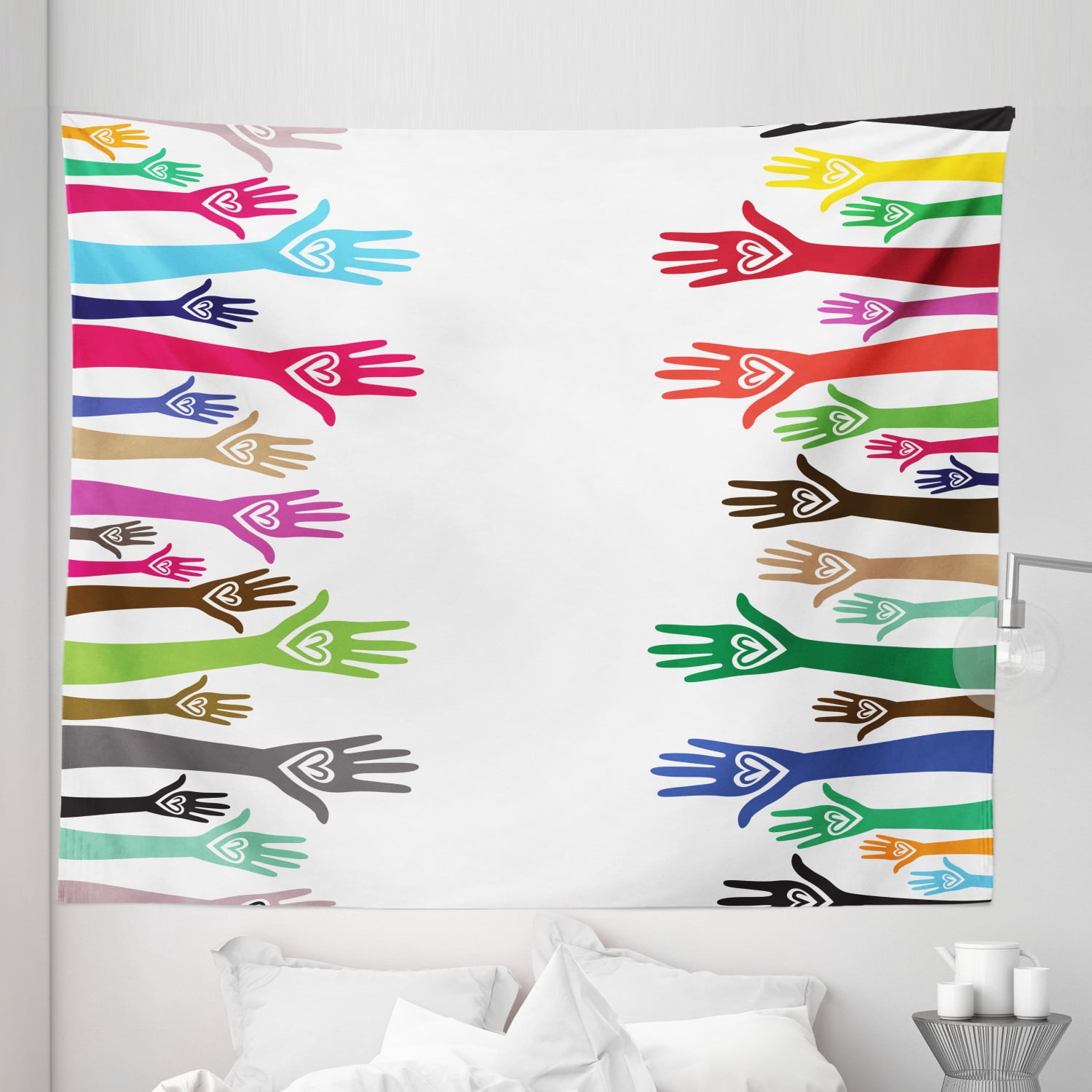 Colorful Tapestry, People Support Hand Heart United Illustration ...