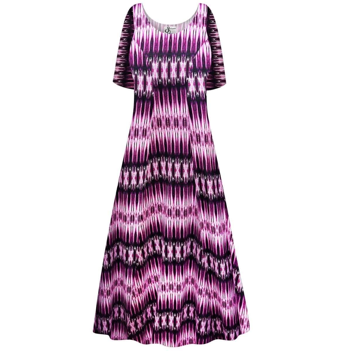 Plus size 9x Womens Dress Purple Wavelength Print Short Sleeve Princess ...