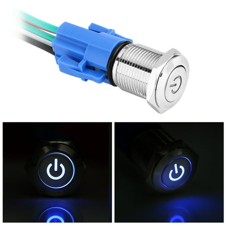 Ejoyous 16mm 12V Blue LED Metal Push Button Toggle Switch Socket Plug ...