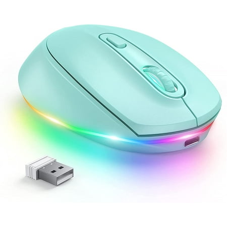ATTOE Wireless Mouse, Ultra Quiet LED Light Up Mouse with USB Receiver ...