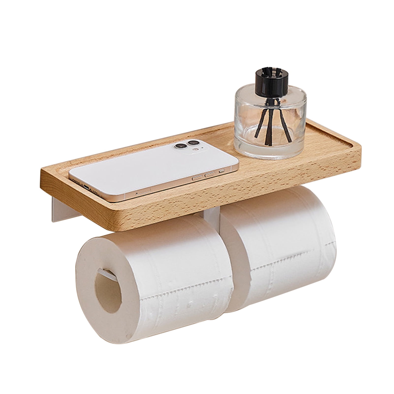 Tissue Rack Strong Bearing Capacity Punch Free Wooden Bathroom Toilet ...