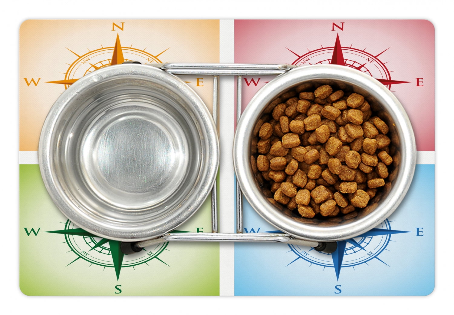 Compass Pet Mat for Food and Water, Colorful Compasses Windrose Finding ...