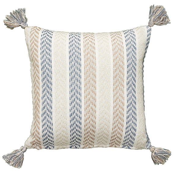 Altair Oceanside Chevron Blue / Brown 18" x 18" Indoor Square Hand ...