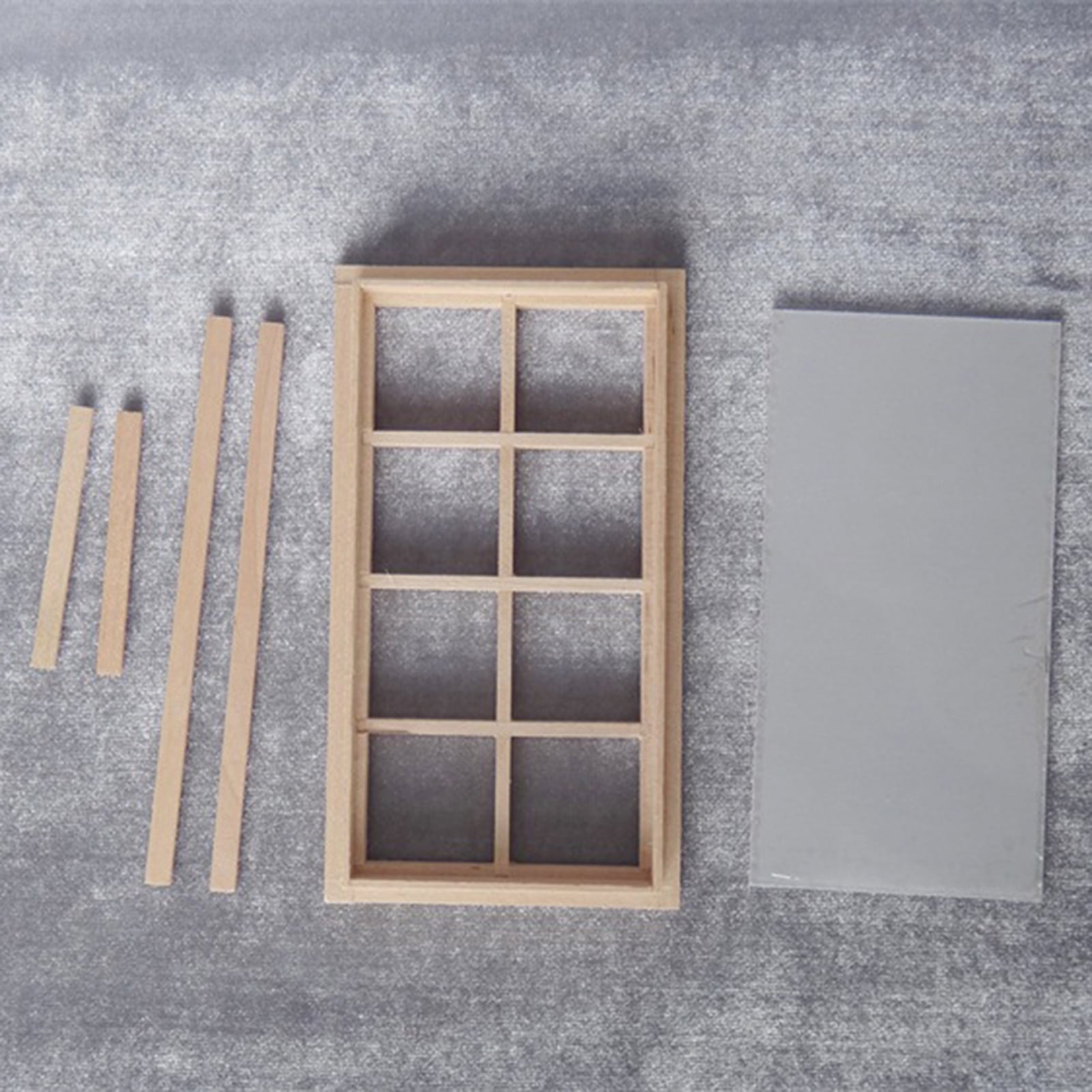 SPRING PARK 1/12 Wooden 8 Panels Blank Window Frame Miniature DIY Doll ...