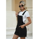 Pink Queen Women's Denim Shortalls, Adjustable Straps, Relaxed Fit, S ...