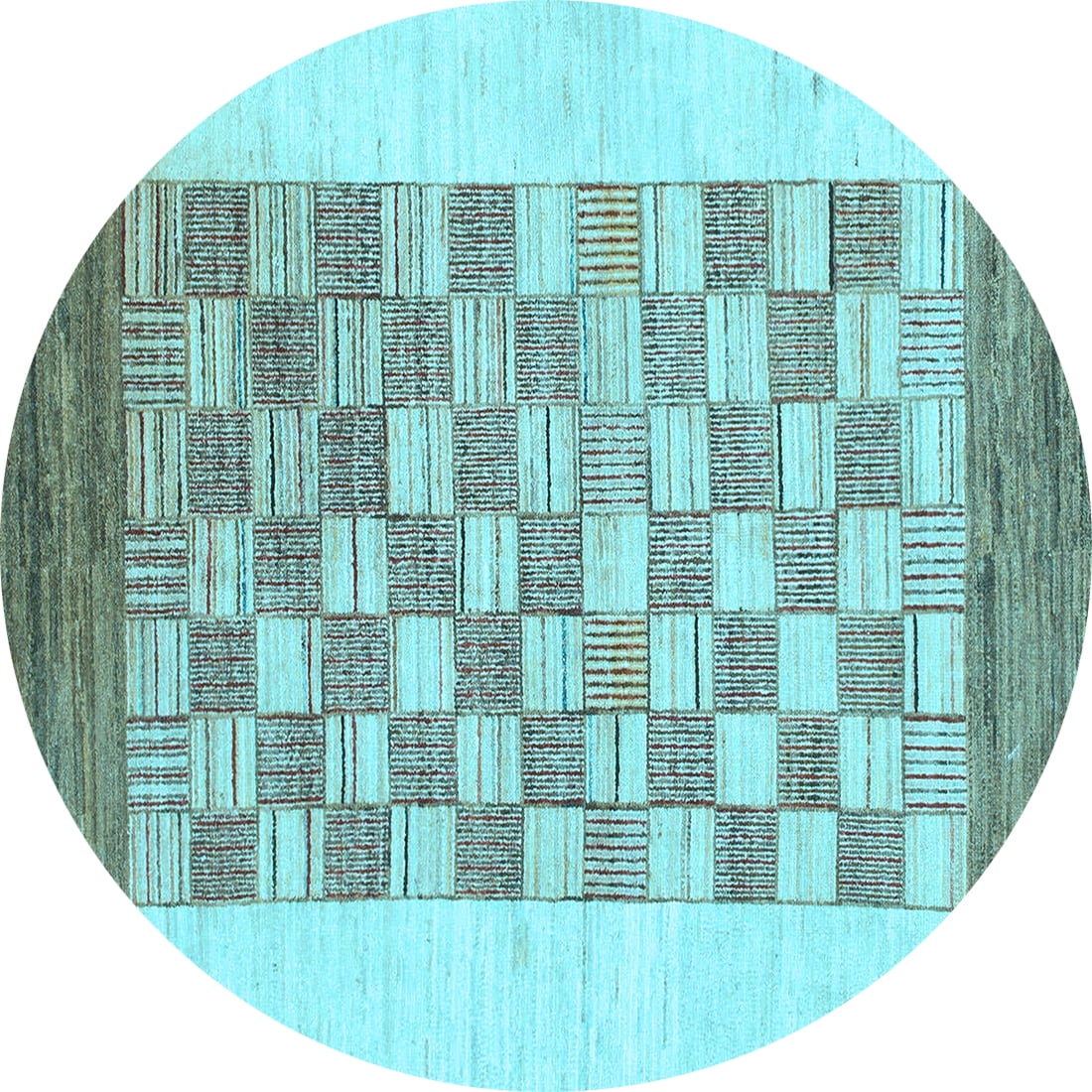 Ahgly Company Indoor Round Checkered Light Blue Modern Area Rugs, 8 ...