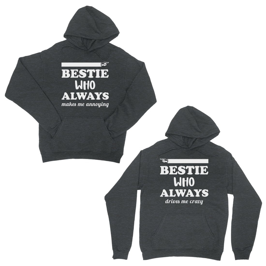 Bestie Always Matching Hoodies Dark Grey Funny Bff Christmas T