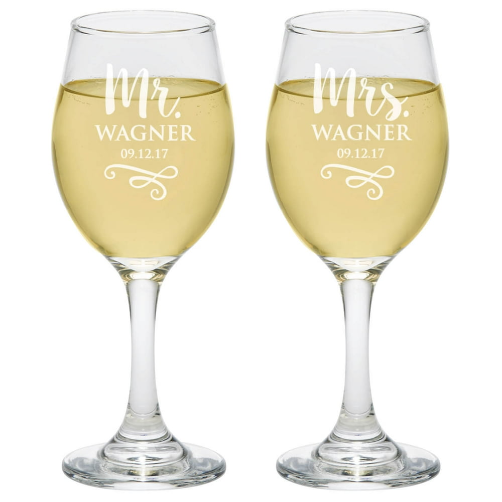 Personalized Glass Set Mr And Mrs Wine