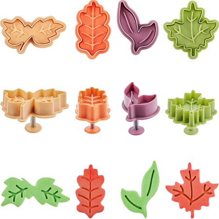 8 Pieces Autumn Leaves Cookie Cutters Fondant Stampers Maple Leaves ...