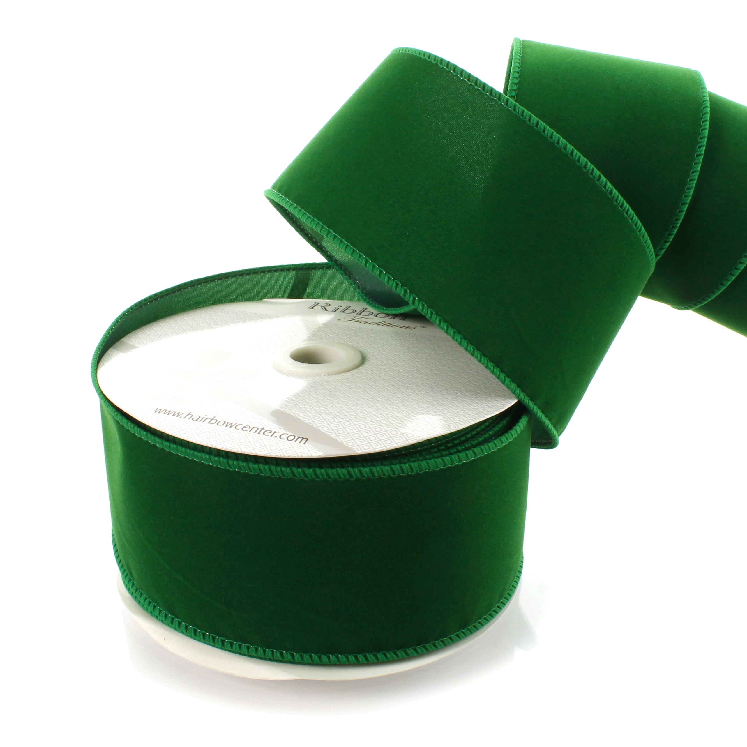 Ribbon Traditions 2.5" Wired Suede Velvet Ribbon Emerald Green - 10 ...