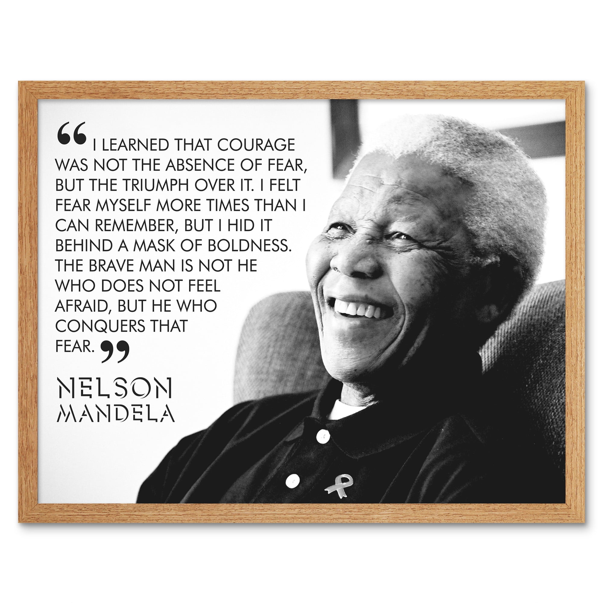 Triumph Over Fear Courage Nelson Mandela Quote Black and White ...