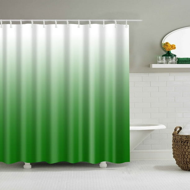 Green Shower Curtain Gradual Color Ombre 72x72inch Free Metal Hooks 12