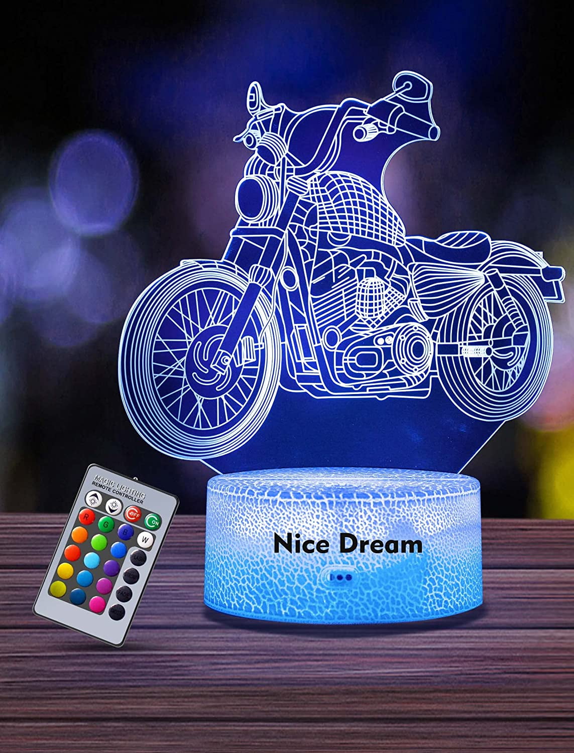 YSITIAN Dirt Bike Night Light for Kids, 3D Illusion Lamp Motorcycle, 16 ...