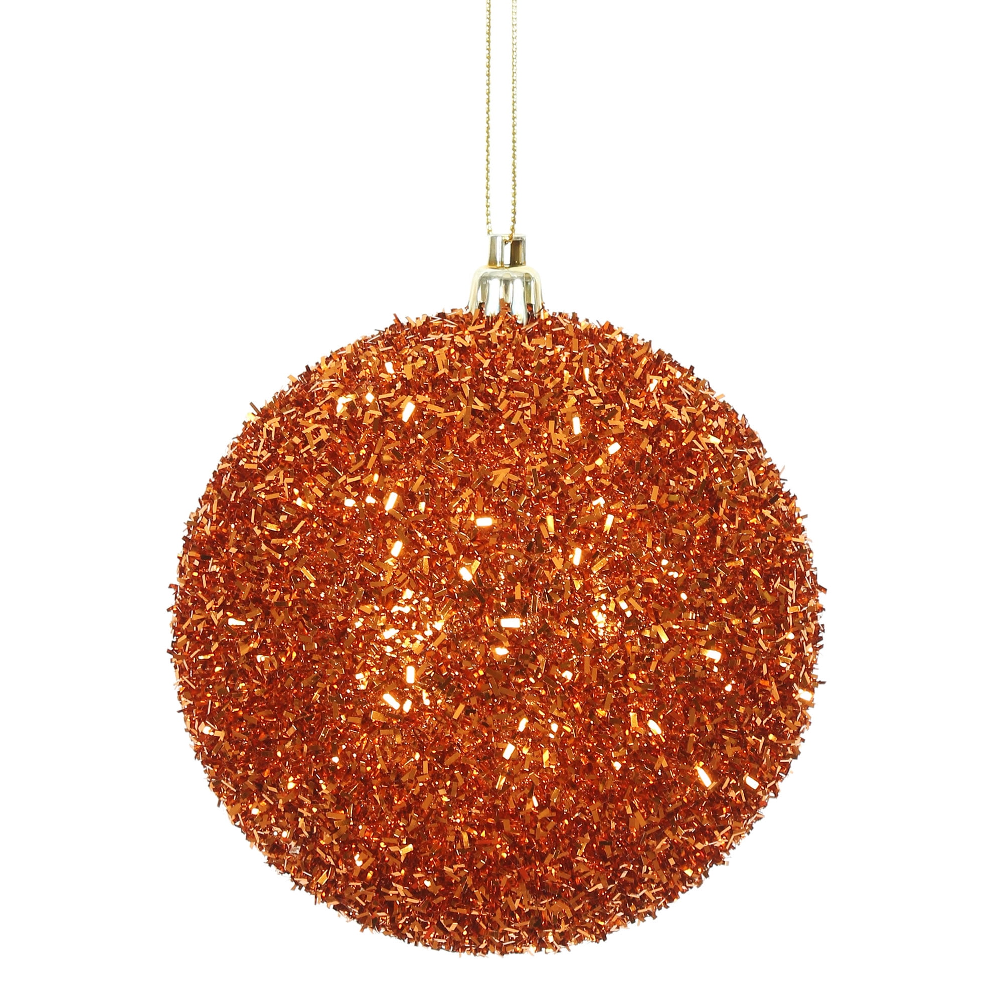 Vickerman 4" Burnished Orange Tinsel Ball Ornament, 4 per Bag - Walmart.com