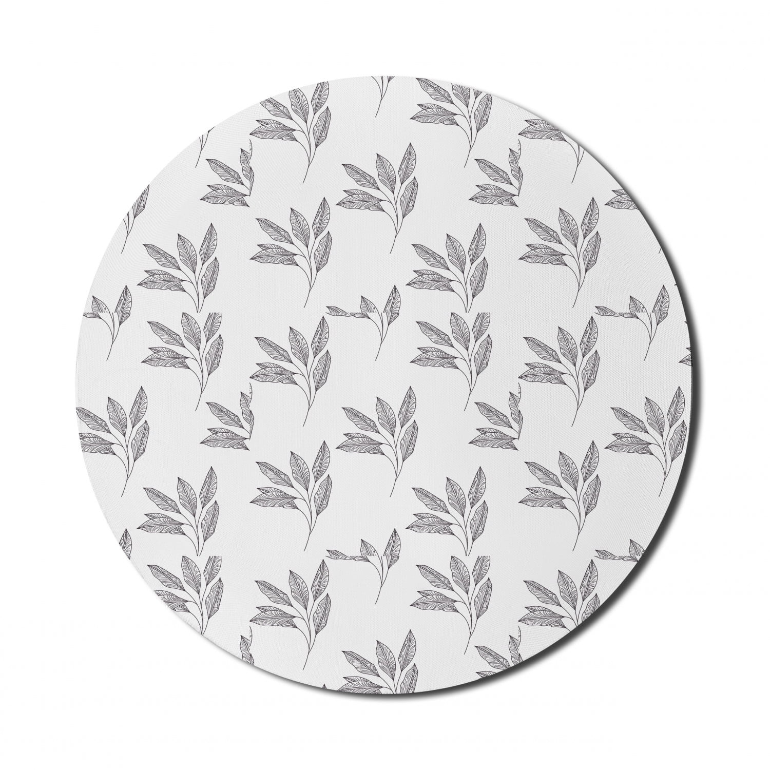 Nature Mouse Pad for Computers, Botanical Monochrome Pattern with Leafy ...