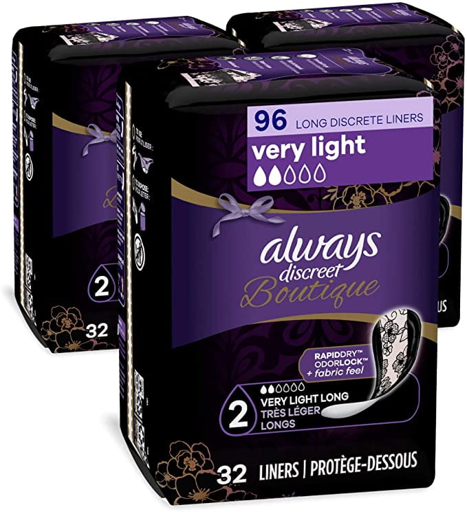 Always Discreet Boutique Incontinence Liners, Very Light Absorbency ...
