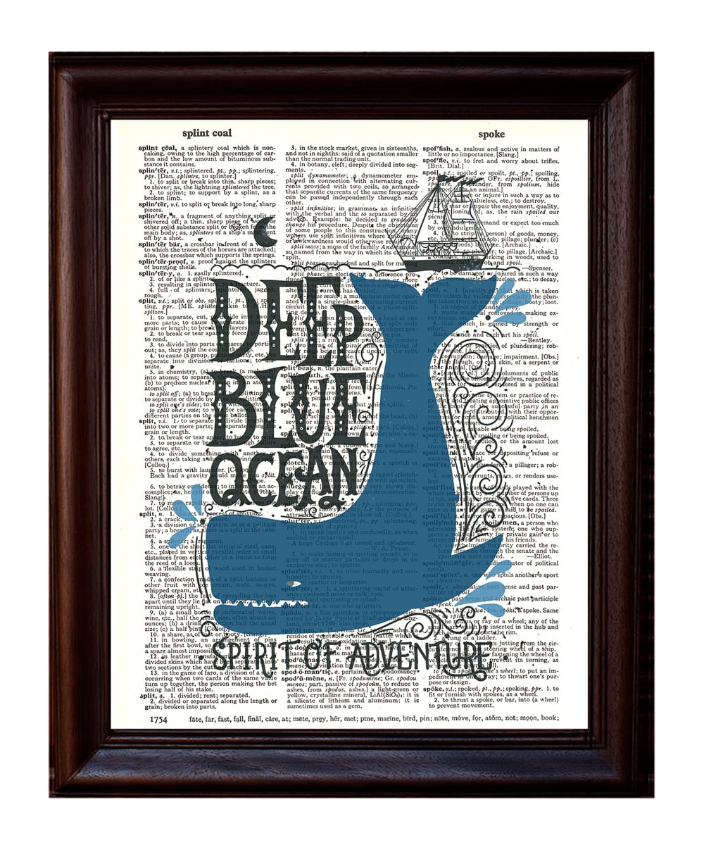 Typography - Deep Blue Ocean - Dictionary Art Print Printed On ...