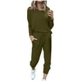 FAVIPT Women 2 Piece Outfit Solid Crewneck Long Sleeve Track Suits ...