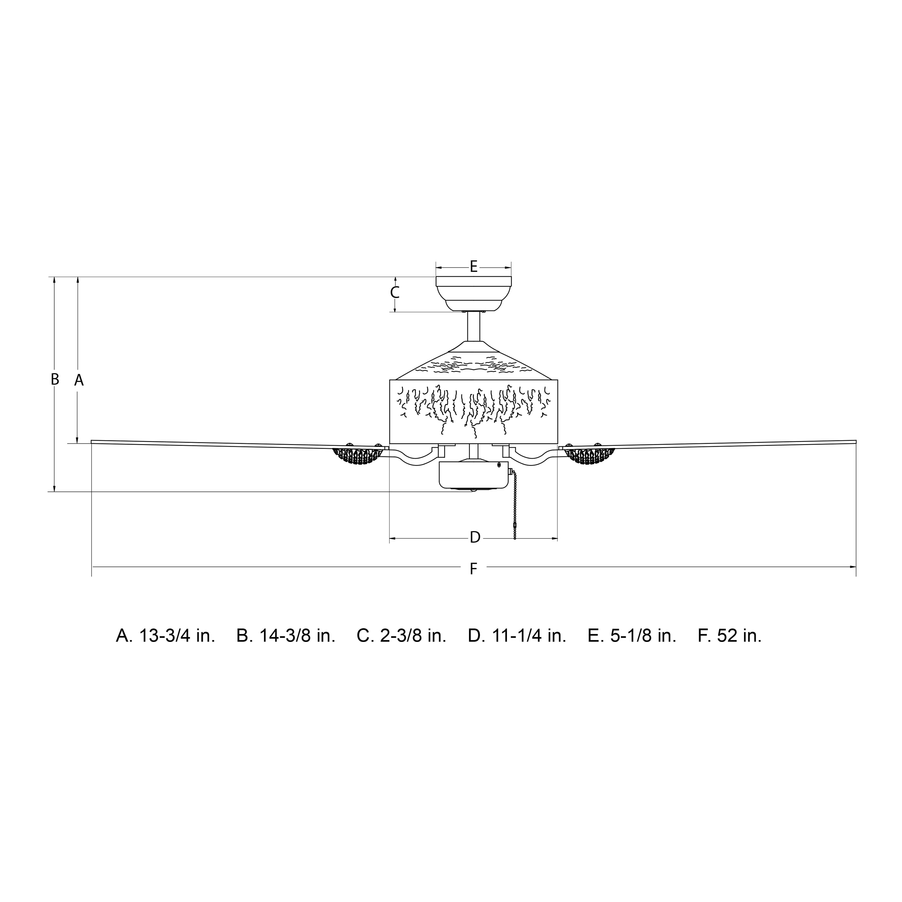 Ceiling Fan Elevation Cad Drawing | Shelly Lighting